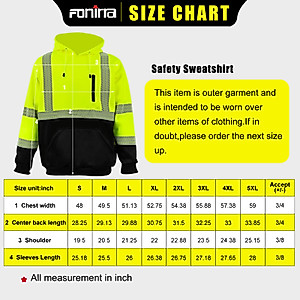 FONIRRA High Visibility Safety Fleece Hoodie for Men Reflective Sweatshirt ANSI Class 3 with Black Bottom(Yellow,L)