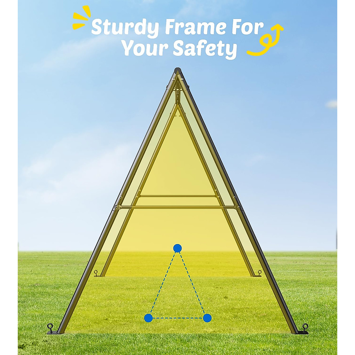 Trekassy Saucer Swing with Frame for Kids Outdoor, 440lbs Swing Set with Heavy Duty Metal Swing Stand for Backyard, Outdoor Kids Play Equipment