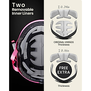 OutdoorMaster Skateboard Cycling Helmet - Two Removable Liners Ventilation Multi-Sport Scooter Roller Skate Inline Skating Rollerblading for Kids, Youth & Adults - M - Pink