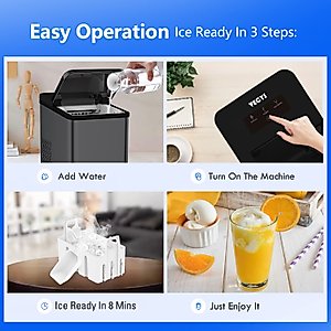 VECYS Upgraded Ice Maker, Premium Countertop Ice Machine 26LBS Daily Ice Making Capacity and Self-Clean Function with Ice Scoop and Basket, Black
