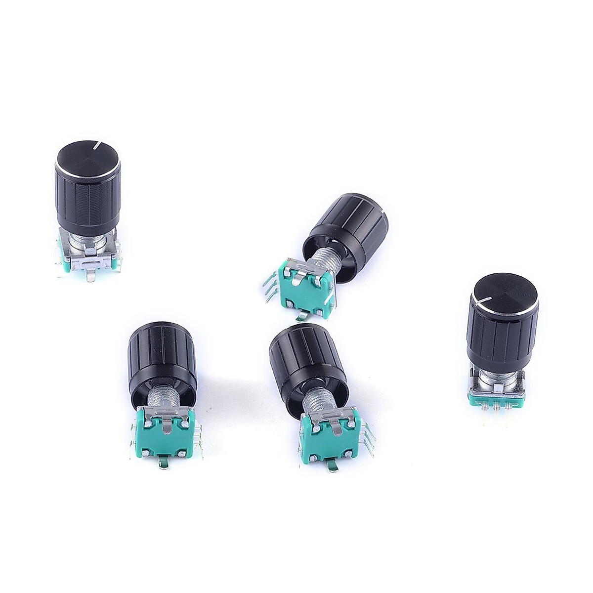 Cylewet 5Pcs 360 Degree Rotary Encoder Code Switch Digital Potentiometer with Push Button 5 Pins and Knob Cap for Arduino (Pack of 5) CYT1100