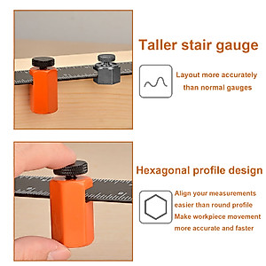 iGuerburn 2Pcs Stair Gauges for Framing Square, Stair Gauge Knobs for Layout Attachment Framing Jigs - Orange