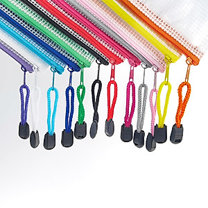 AUSTARK Plastic Mesh Zipper Pouch, 12Pcs Zipper File Bags with Label Pocket, Game Boards Storage Bags, Waterproof Document Storage Bags for Office Home Travel (Receipt Size 9.2x4.1 in)