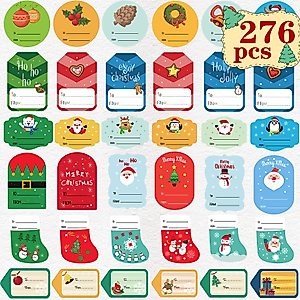 Joy Bang 276 PCS Christmas Gift Tags for Present, Name Tags Christmas to from Labels Self Adhesive Gift Wrapping Paper Tags Holiday Xmas Santa Snowman Stickers for Birthday Wedding Decorations