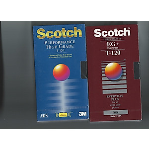 3M Scotch Performance High Grade T-120 Blank VHS Tapes - 3 Pack (Red, VHS, 2 hours, 411 GB)
