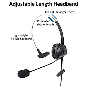 WirelessFinest Headset Headphone Hands-Free + Microphone Compatible for Only Avaya 9608 9608g 9620l A1608-i J139 J169 J179 IP VIOP Home Office Work Desktop Telephone Black