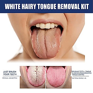 Tongue Cleansing Gel, 50g Ergo Handle 2 Pcs Oral Refreshing Tongue Scrubber Brush Adult Plaque Removal Kit for Bad Breath