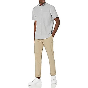 Amazon Essentials Oxford Shirts for Men - Regular-Fit, Short-Sleeve, Grey, X-Large