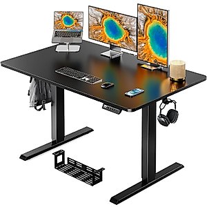 ErGear Whole Piece Standing Desk with 48x30 inch Desktop, Adjustable Stand Up Desk for Home Office, Electric Computer Desk Workstation with Cable Management Tray, Black, EGESD65B