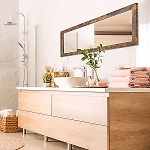 Sunix Wood Full Length Mirror, 48" x 14" Wall Mirror with Wood Frame, Full Length Door Mirror, Hanging Mirror Body Mirror for Bedroom, Rustic Frame