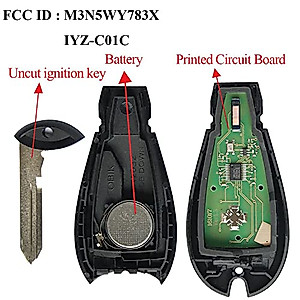 5 Button Key Fob Replacement Compatible for 2008 2009 2010 2011 2012 2013 Jeep Grand Cherokee,2008 2009 2010 Jeep Commander Car Keyless Entry Remote Control M3N5WY783 IYZ-C01C