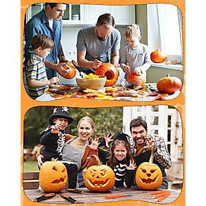 Luditek Pumpkin Carving Kit, 17 PCS Professional Stainless Steel Pumpkin Carving Tools with 4 Electronic Candles Lights and 10 Stencils, Halloween Gifts Jack-O-Lanterns Cutting for Adults Kids