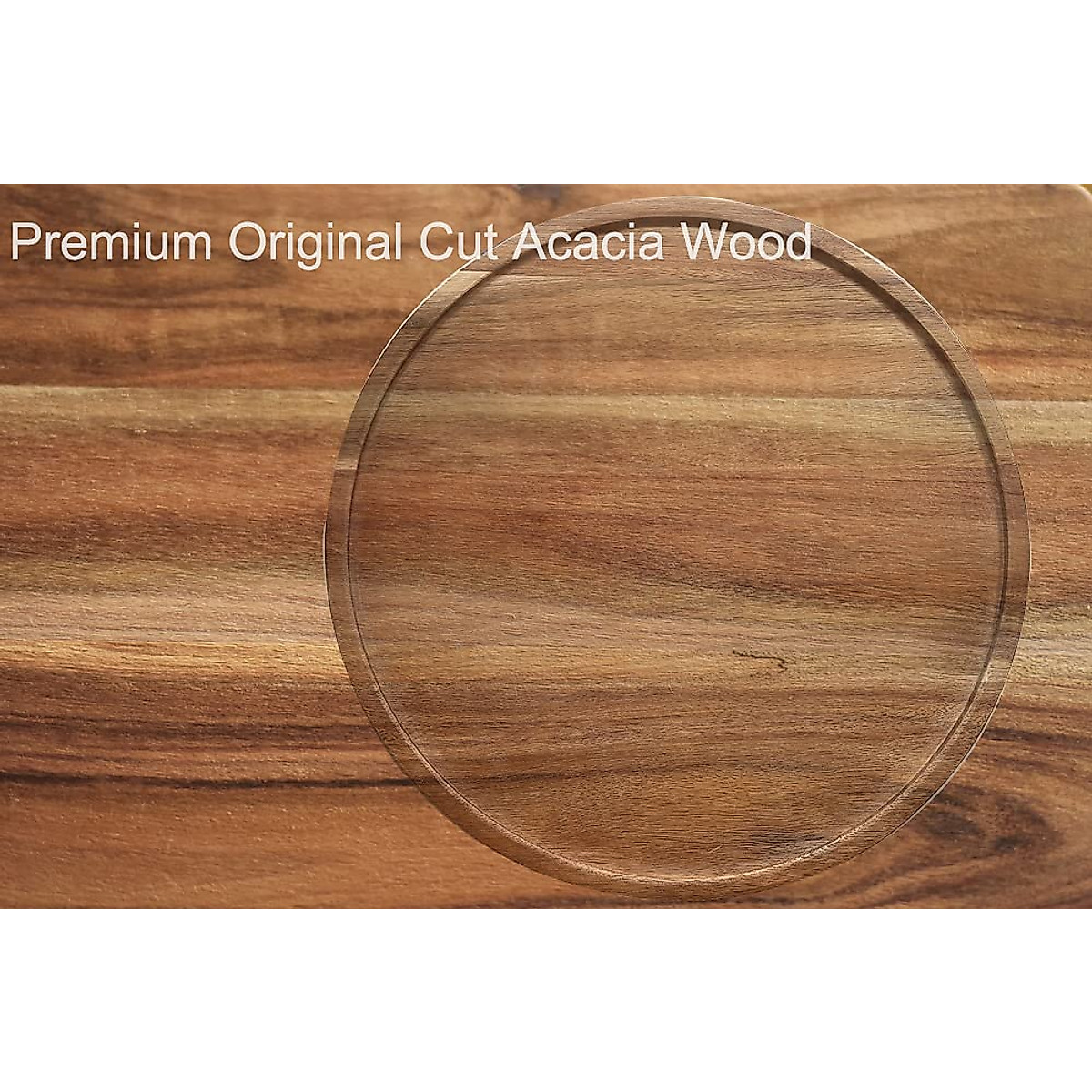 12" Acacia Wood Lazy Susan Organizer Kitchen Turntable for Cabinet Pantry Table Organization