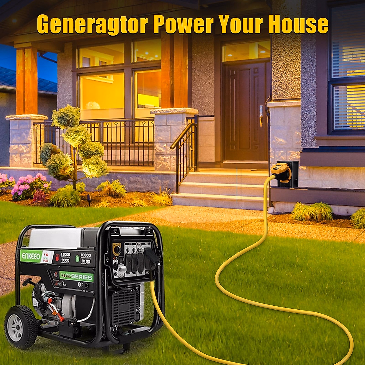 LAZMUMI 50 Amp 15FT Generator Power Cord and Power Inlet Box Waterproof Combo Kit, 125V/250V 50A NEMA 14-50P to SS2-50R Generator Extension Cord with NEMA SS2-50P Generator Inlet