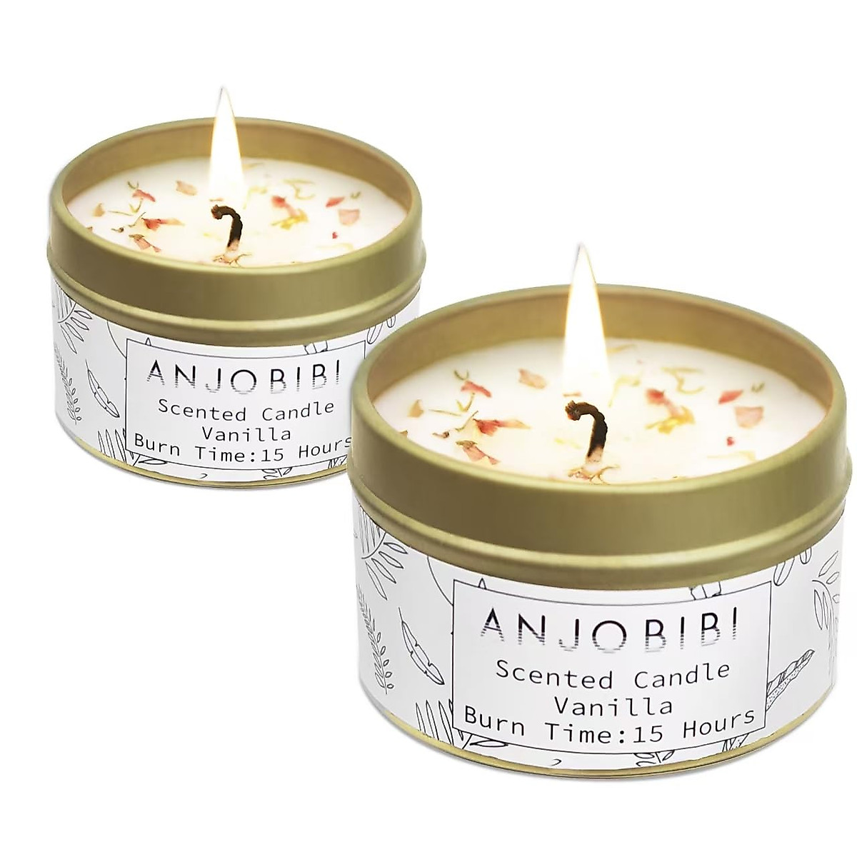 Vanilla Scented Candle Gifts for Women （2 Pack for Gold） - 2 Oz - 15 Hour Burn Time Long Lasting Candle，All Natural, Soy Candles, Soothe