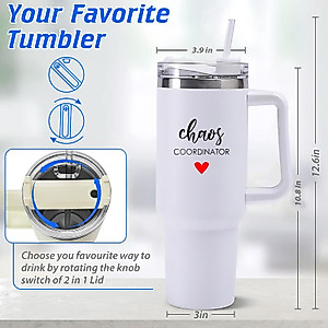 CHICKOR Chaos Coordinator Tumbler 40oz - Funny Gifts for Women, Insulated Stainless Steel Cup with Handle & Straw, Badass Travel Mug for Work, Boss, Coworker, Mom, Strong Women Gifts
