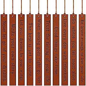 10 Pcs Leather Bookmarks Inspirational Gifts for Women Inspirational Leather Bookmarks for Men Women Book Reading Bookworm Book Lovers Readers