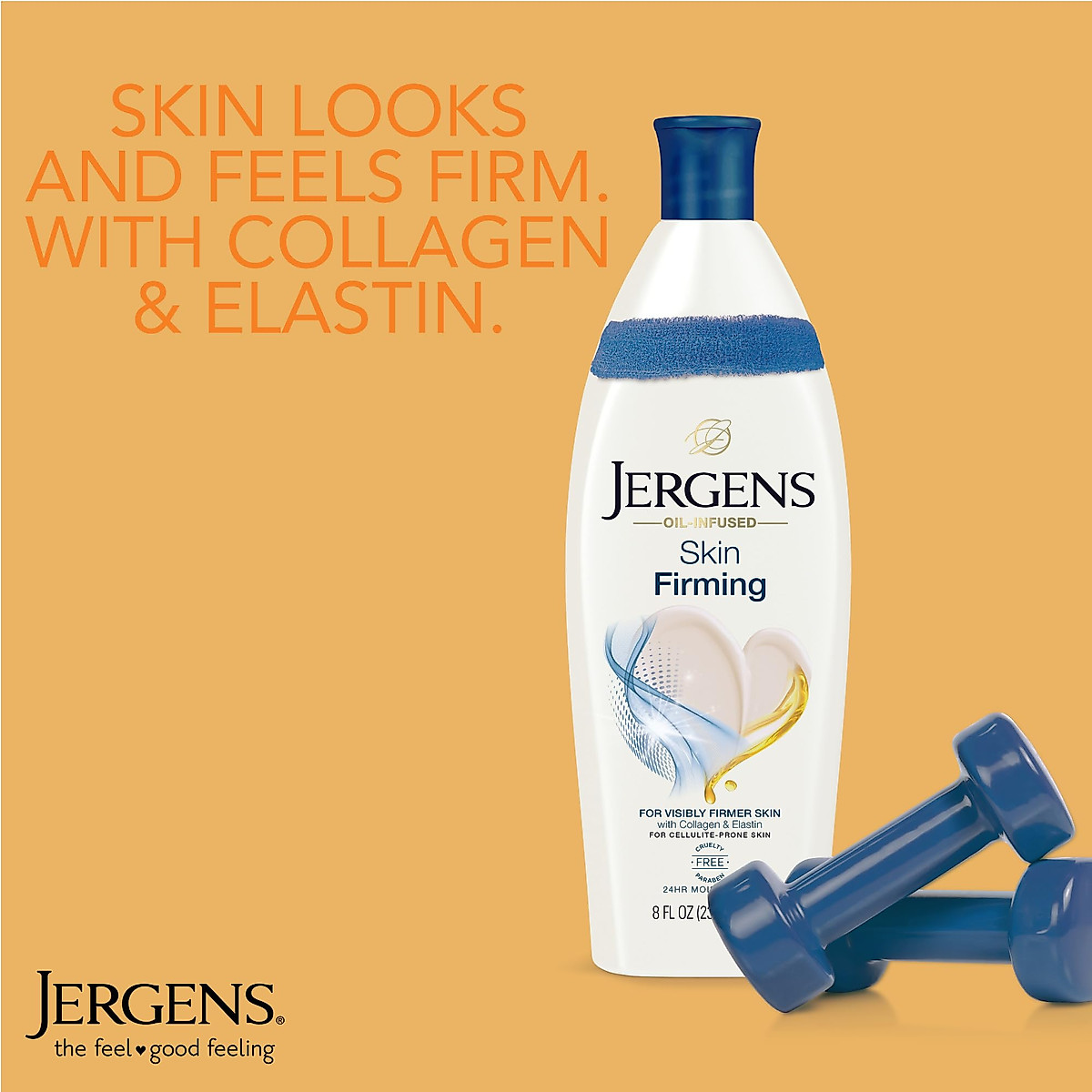 Jergens Skin Firming Body Lotion for Dry to Extra Dry Skin, Skin Tightening Cream with Collagen and Elastin, Dermatologist Tested, Hydralucence Blend Formula, 16.8 Oz