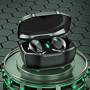 Bluetooth 5.2 Earphones with RGB Light Wireless Earbuds with Wireless Charging Case,with Earhooks Headset Built-in Mic for Sport,Clear Calls,Work,Music