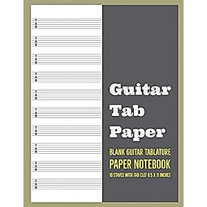 Guitar Tab Paper: Blank Guitar Tablature Paper Notebook 10 Staves with TAB Clef 8.5 x 11 Inches (Volume 4) (Guitar Tab Paper 10 Staves)