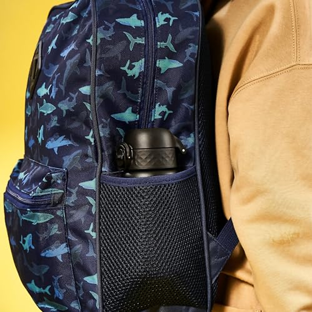 Ion8 Kids Water Bottle, Steel 400 ml/13 oz, Leak Proof, Easy to Open, Secure Lock, Dishwasher Safe, Hygienic Flip Cover, Carry Handle, Easy Clean, Durable, Scratch Resistant, Carbon Neutral, Black