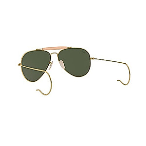 Ray-Ban RB3030 Outdoorsman I Aviator Sunglasses, Shiny Gold/G-15 Green, 58 mm