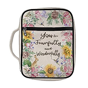 chaqlin Bible Cover for Women Girls Small Bible Protective Bible Book Case Fits Books 11X8.6X2.36 in Church Bag with Handle