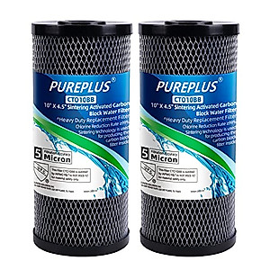 5 Micron 10" x 4.5" Whole House Coconut Shell Activated Carbon Water Filter Replacement Cartridge for Dupont WFHDC8001, CB-BB-10, GE FXHTC, GXWH40L, GXWH35F, GNWH38S, CTO10BB, 2PACK