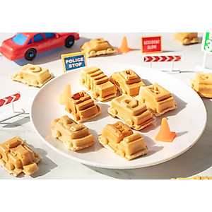 Cars & Trucks Mini Waffle Maker - Make 7 Fun Different Vehicles- Police Car Firetruck Construction Truck & More Automobile Shaped Pancakes- Electric Nonstick Iron for Kids, Easter Basket Stuffer Gift