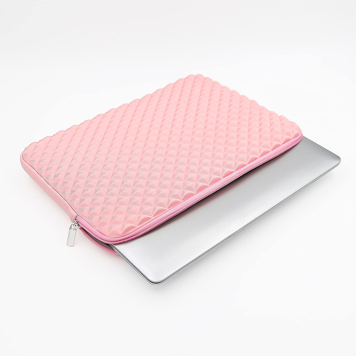 RAINYEAR 11 Inch Laptop Sleeve Diamond Foam Shock Resistant Neoprene Case Fluffy Lining Cover Carrying Bag Compatible with 11.6'' MacBook Air Surface for 11" Chromebook Computer Tablet Notebook (Pink)