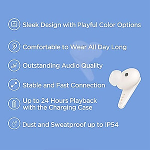 Libratone AIR Color True Wireless Earbuds, Noise Isolation, Bluetooth 5.2, Charging Case, IP54 Dust and Water Resistant, Up to 24 Hours Playback, for Small Ears, Pink