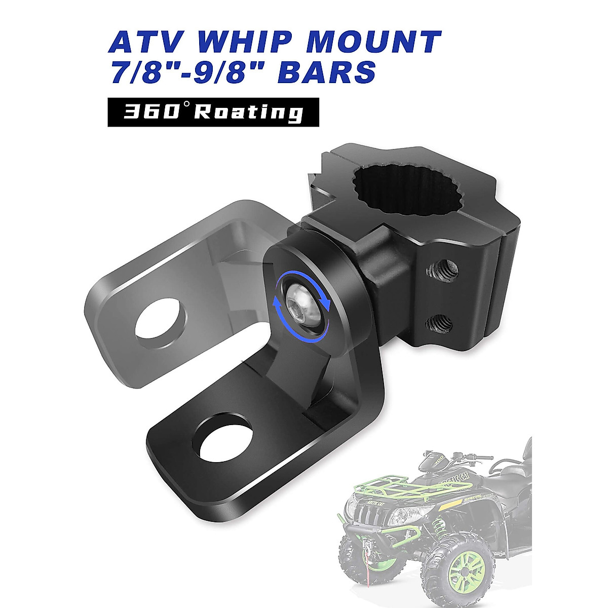 ZIDIYORUO Whip Light Mounts for ATV, Quad ATV Light Mounts Fit 0.875", 1", 1.125" Rack Bars and Bandlebars, Adjustable ATV Mount Made of Alloy Aluminum, Easy Installation (2 pcs Black)