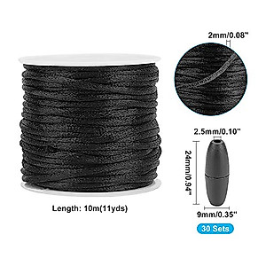 PH PandaHall Breakaway Clasp for Lanyard, 30 Set Black 24mm Plastic Barrel Connectors Safety Clasps with 10m 2mm Nylon Lanyard String Cords for Necklaces Bracelets Lanyards Jewelry DIY Craft Making