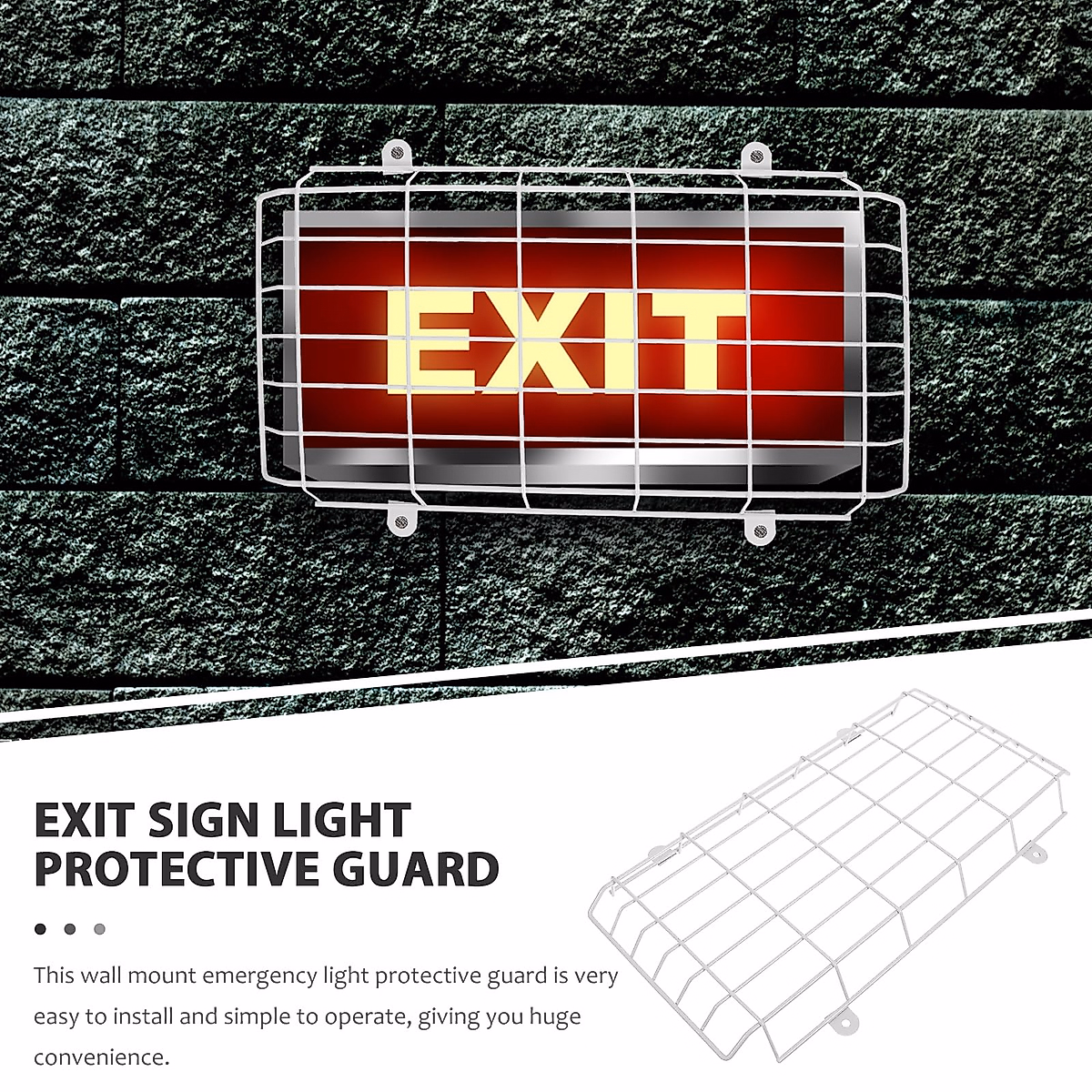 Angoily Exit Sign Protective Cage Cover, Exit Sign Damage Stopper Protective, Coated Steel Wire Guard, Wall Mount Exit Sign Emergency Lights Exit Sign Light Protective Guard