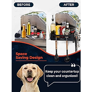 unitem Griddle Caddy for Blackstone 17"/22"/28"/36" Griddles/Prep Cart with Side Shelf, Space Saving for BBQ Grill Accessories Storage Box with Magnetic Strip, Paper Towel Holder & 6 J-Hooks