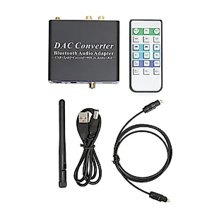 DAC Bluetooth Adapter, Coaxial SPDIF Optical Input Aluminium Alloy DAC Converter Multifunctional with Remote Control for Teaching