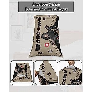 Edwiinsa Funny Cute Love Heart Dog Pillow Covers Standard Size Set of 2 20x26 Bed Pillow, Black Paws Rustic Beige Plush Soft Comfort for Hair/Skin Cooling Pillowcases with Envelop Closure