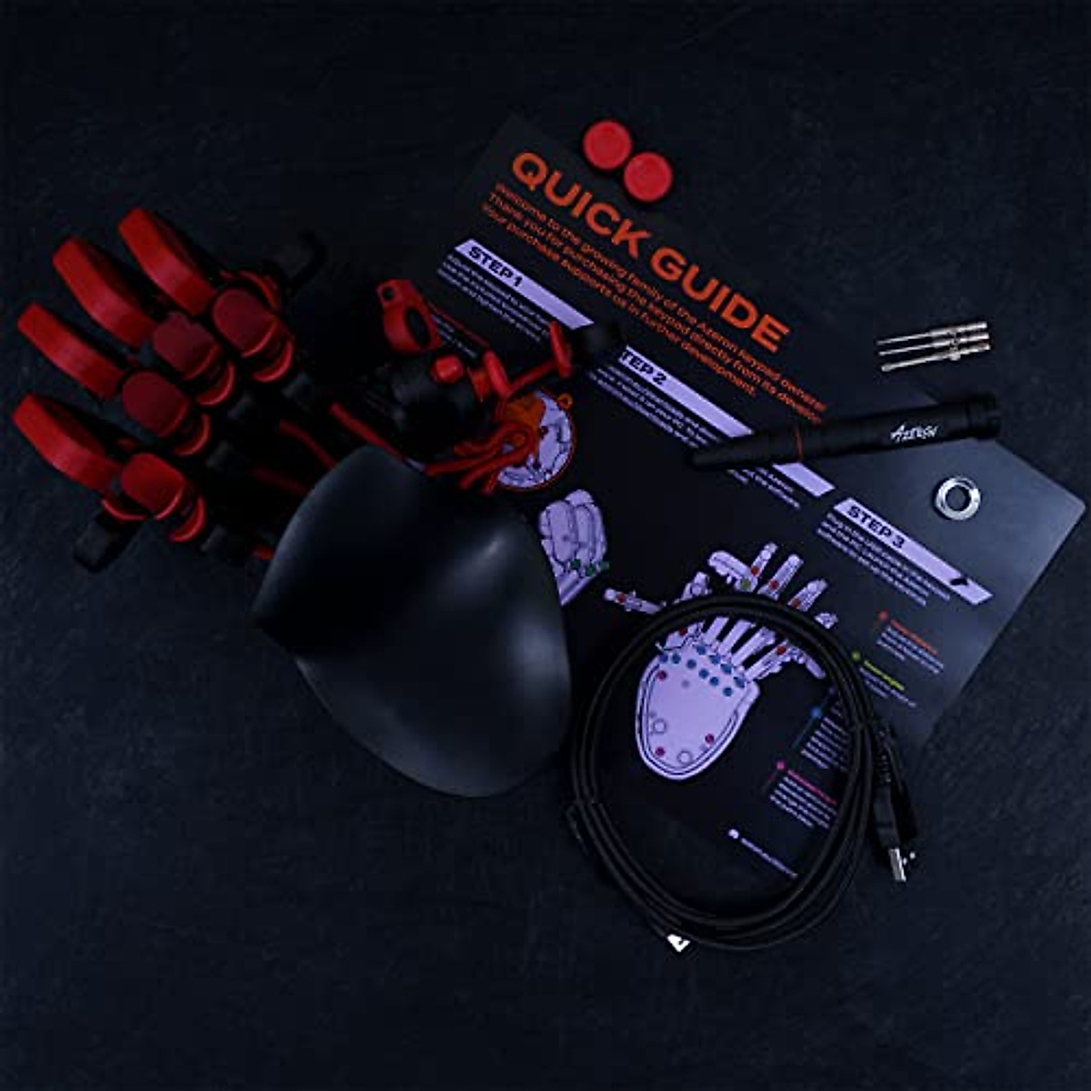 AZERON Cyborg Gaming Keypad – One Handed for PC – with Analog Thumbstick and 29 Programmable Keys – 3D Printed Customized – for Righties (Galaxy Purple)