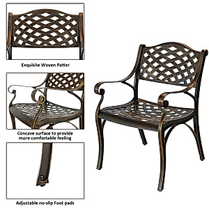 PATIO-IN 7 Piece Patio Dinning Set, 48.23" Metal Table Set, Outdoor Cast Aluminum Dinning Set, All Weather Patio Furniture for Garden, Include 6 chairs and 1 Round Patio Table with 2.36" Umbrella Hole