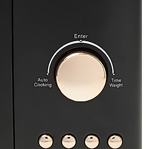 Haden 75049 Vintage Retro 0.7 Cubic Foot/20 Liter 700 Watt Countertop Microwave Oven Kitchen Appliance with Turntable, Pull Handle, and 5 Power Levels, Black/Copper