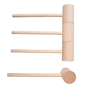 4Pcs Wooden Hammers, Natural Hardwood Crab Lobster Seafood Mallets