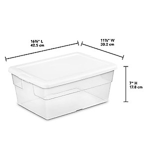 Sterilite 6 Quart Clear Multipurpose Plastic Storage Tote, 24 Pack, & 16 Quart Clear Multipurpose Plastic Storage Tote, 24 Pack for Home Organization