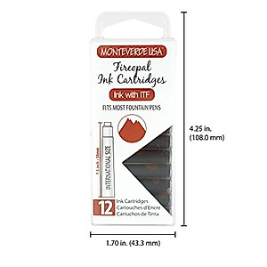 Monteverde USA Ink Cartridges, 12 pcs Clear Box, Fireopal (Gemstone Collection, G305FO)