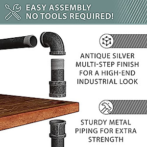 Barnyard Designs Furniture 4-Tier Etagere Bookcase, Solid Pine Open Wood Shelves, Rustic Modern Industrial Metal and Wood Style Bookshelf, Brown, 55" x 29.5" x 11.75"