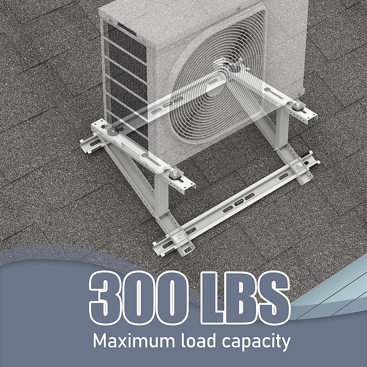 Flamorrow Rooftop Mini Split Mount Bracket, Adjustable Roof Support Bracket for Ductless Mini Split Air Conditioner Condenser & Heat Pump, Holds Up to 300 lbs, 9,000 BTU to 24,000 BTU