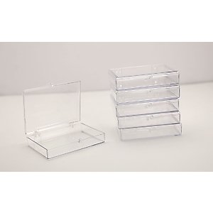 Clear Hard Plastic Hinged Lid Box, Trading Card Storage Box and Display Case for Collectibles, 3 1/2" L x 2 9/16" W x 5/8" H, 10 Boxes, Made in USA by Gary Plastic Packaging