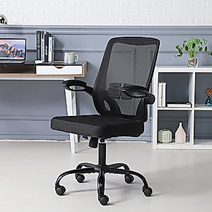 Mesh Office Chair Ergonomic Office Chair with Arm flip up and Back Support Office Chair, Adjustable Height Executive Office Chair for Computer Desk Home Office Chair Black