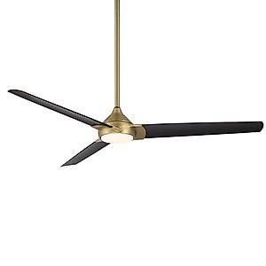 Zelda Indoor and Outdoor 3-Blade Smart Ceiling Fan 60in Soft Brass Matte Black with 3000K LED Light Kit and Remote Control works with Alexa and iOS or Android App