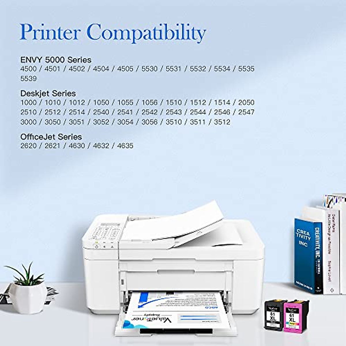 Valuetoner Supply 61XL Ink Remanufactured Replacement for HP 61 XL Black Color Ink Cartridge Combo Pack for HP Envy 5530 4502 4500 OfficeJet 2620 DeskJet 1510 1512 1055 Printer(1 Black, 1 Tri-Color)