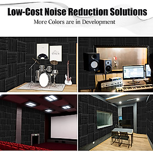 Acoustic Studio Absorption Foam Panel 24 Pack 2'' X 12'' X 12'' Broadband Sound Absorber-Sound Proof Padding Soundproofing Studio Foam -Periodic Groove Structure (24 Square Feet Black)